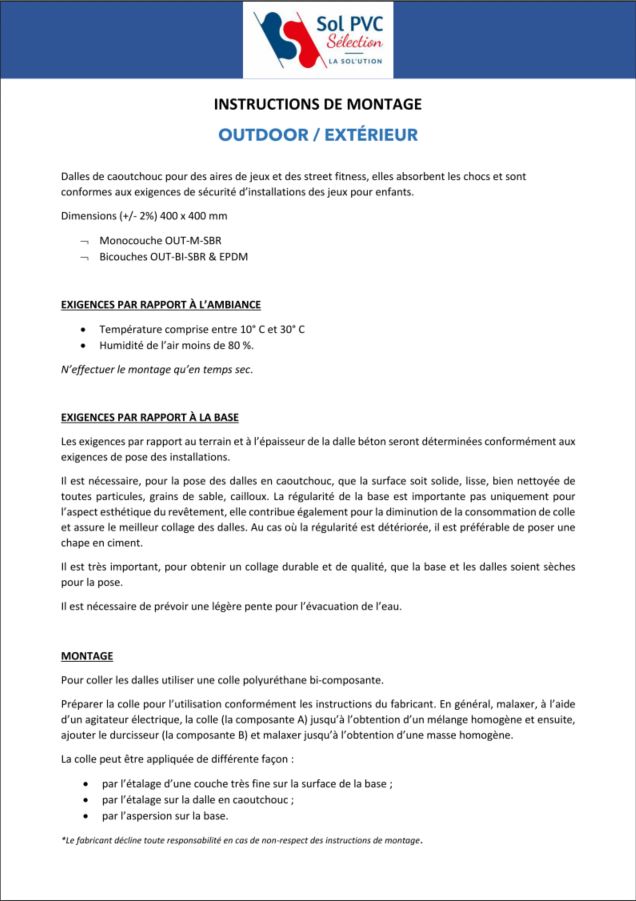 Documents techniques - Sol PVC Sélection