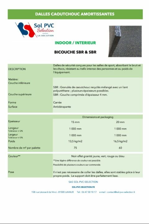 Documents techniques - Sol PVC Sélection